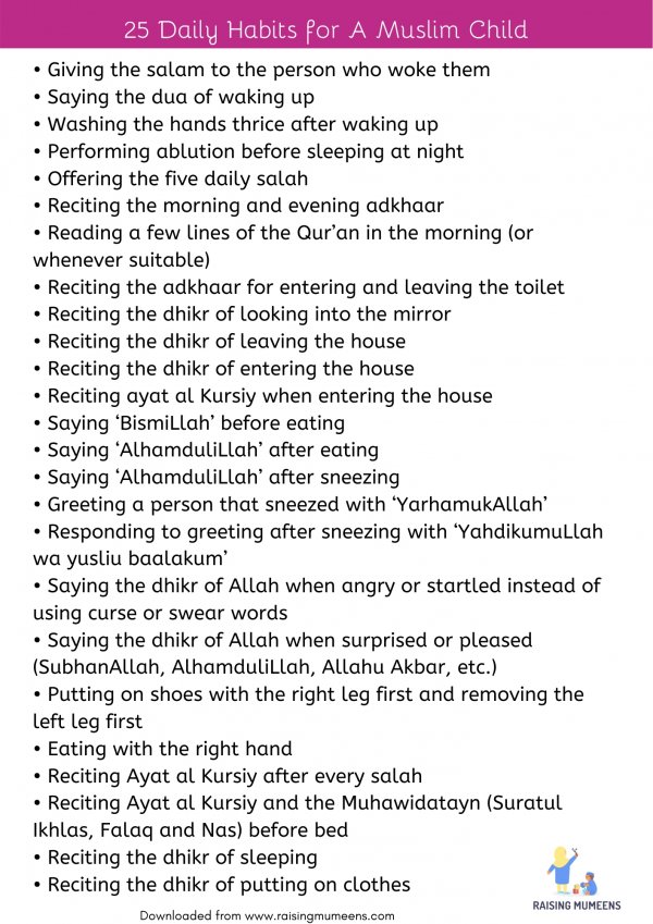25 Daily Habits for A Muslim Child - Raising Mumeens